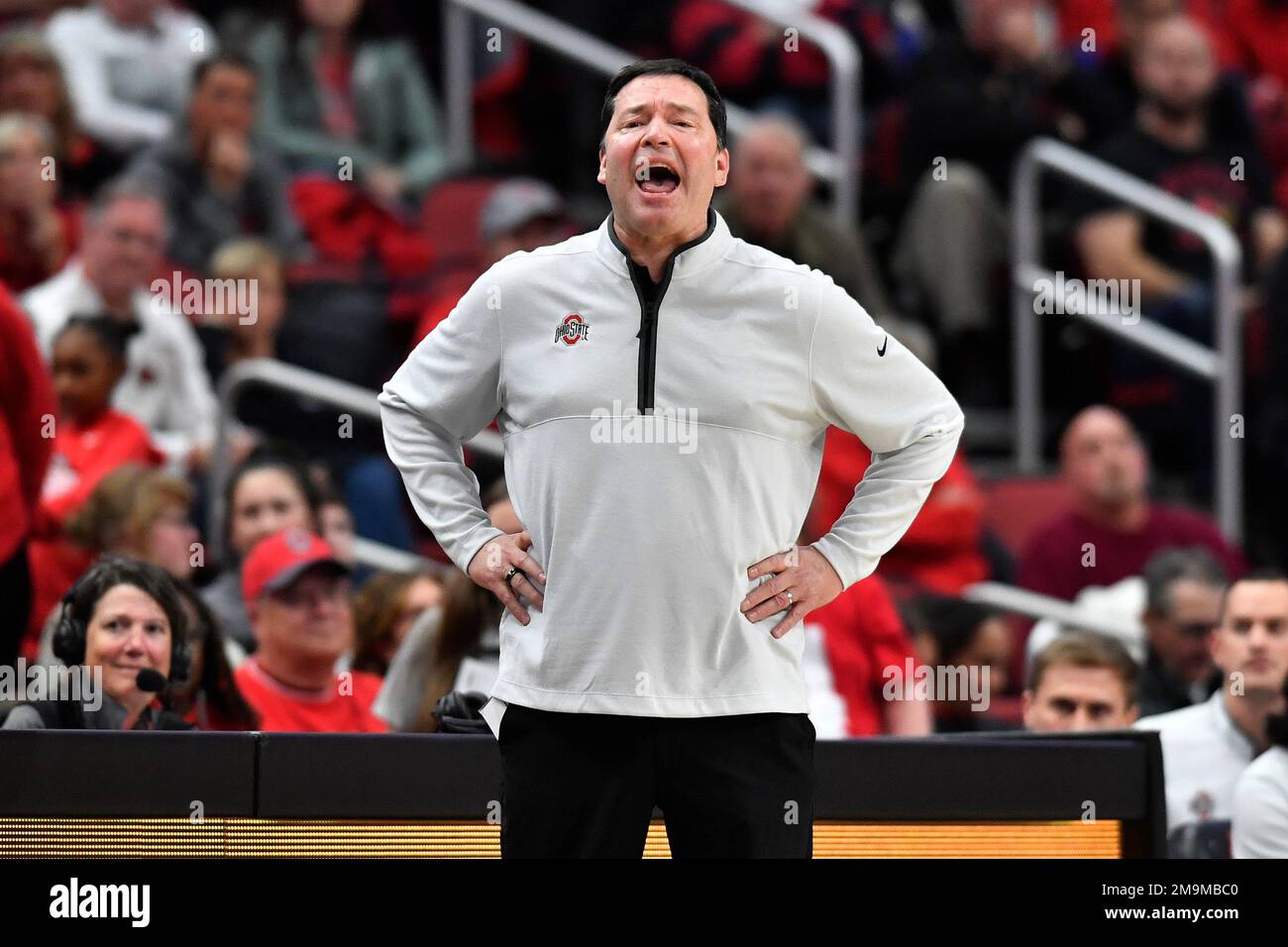 Ohio State head coach Kevin McGuff shouts instructions to his team ...