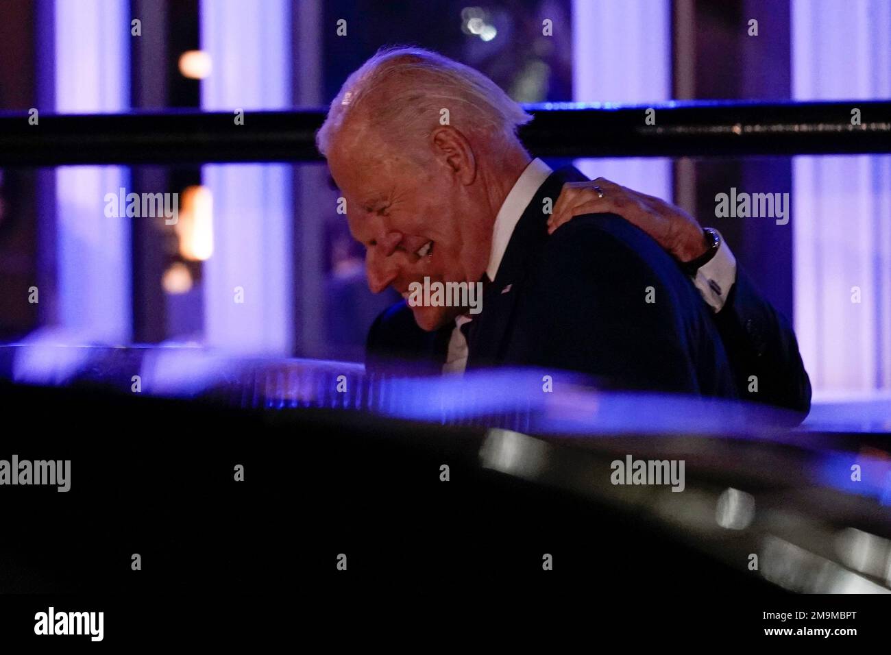 President Joe Biden and French President Emmanuel Macron depart after ...