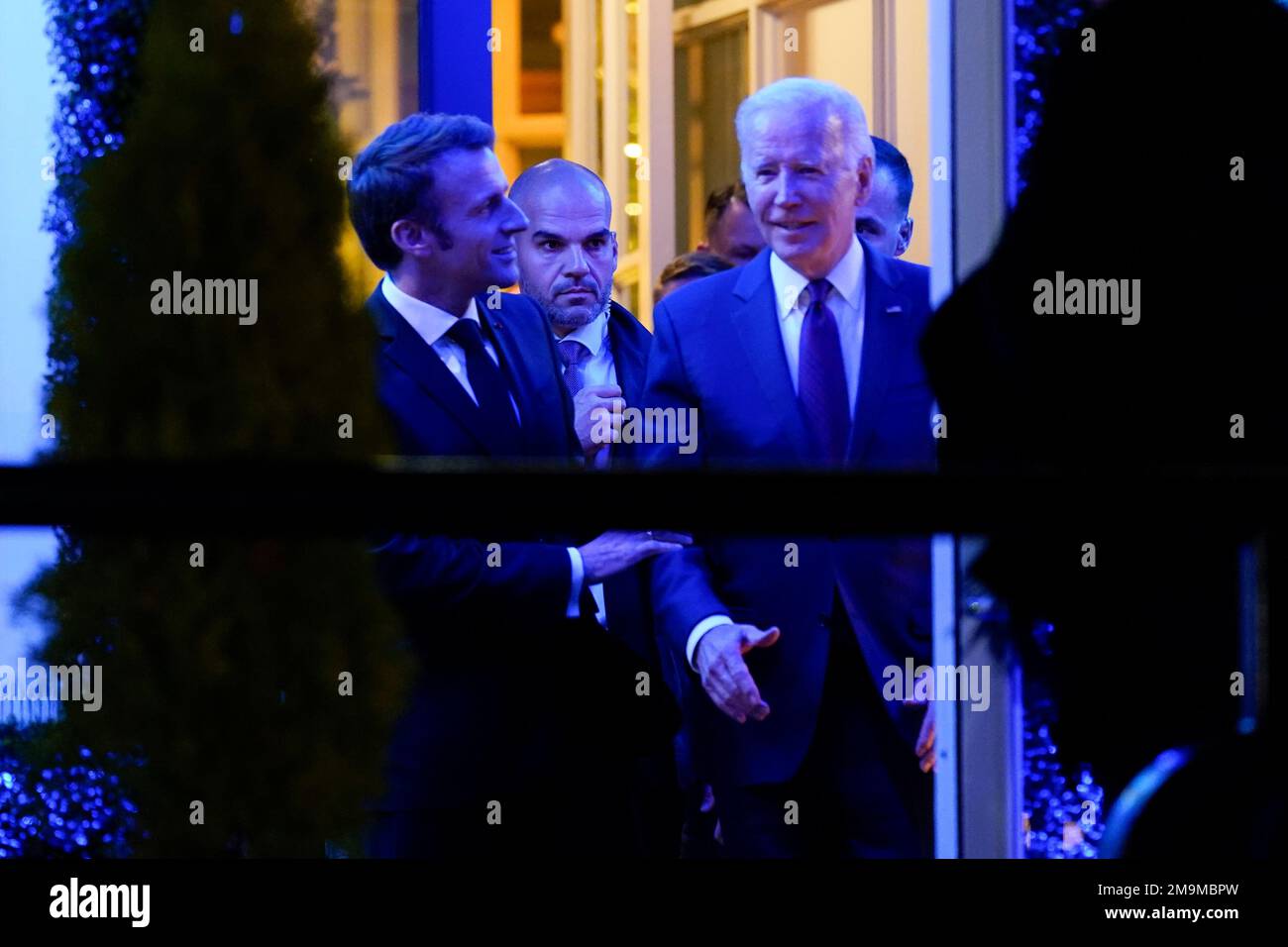 President Joe Biden and French President Emmanuel Macron and his wife ...