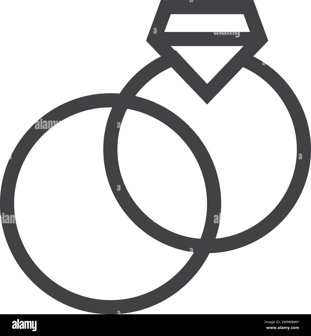 Crossed wedding rings icon. Diamond love symbols Stock Vector Image ...