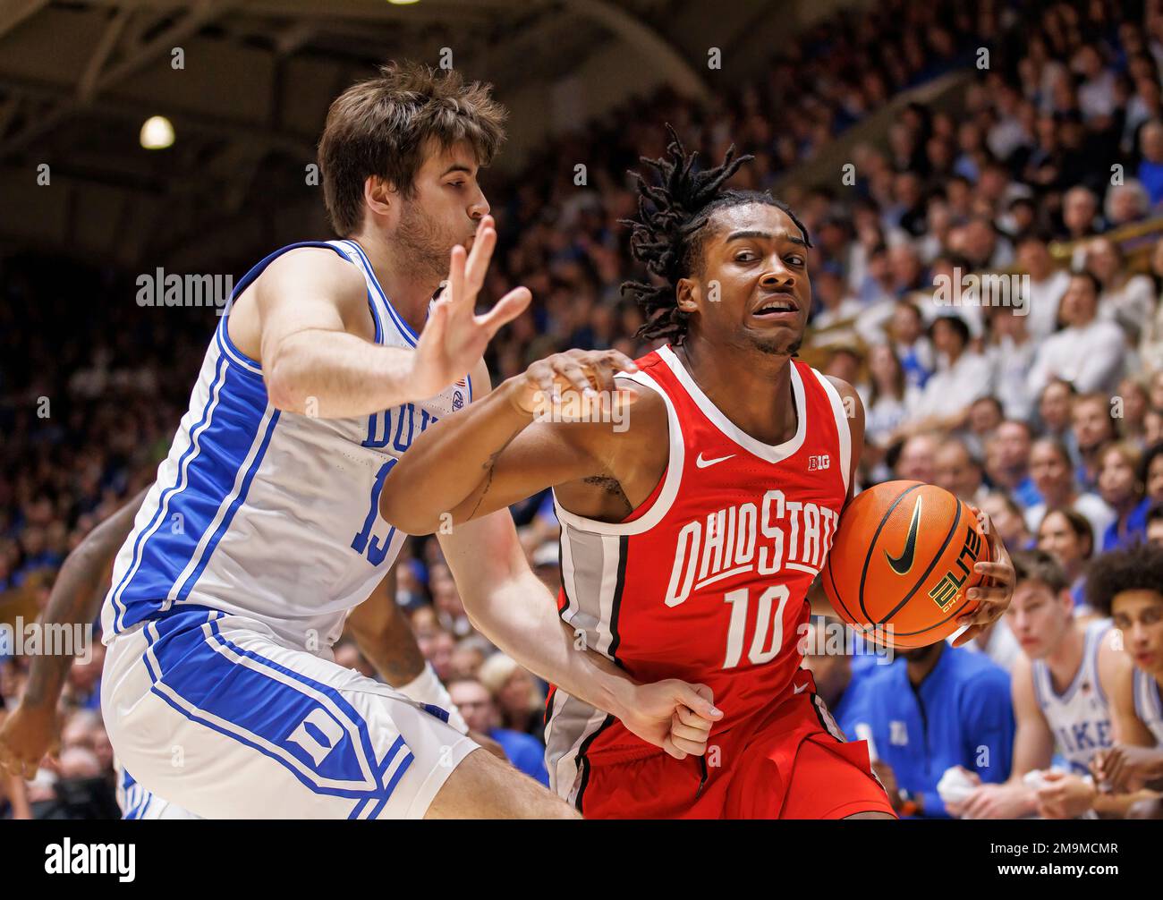 Ohio State's Brice Sensabaugh (10) drives against Duke's Ryan Young (15 ...