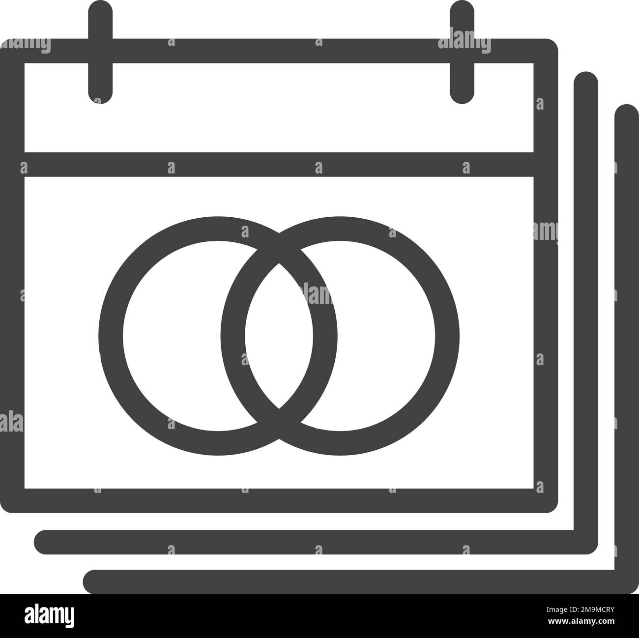 Wedding date line icon. Calendar with two rings Stock Vector Image ...