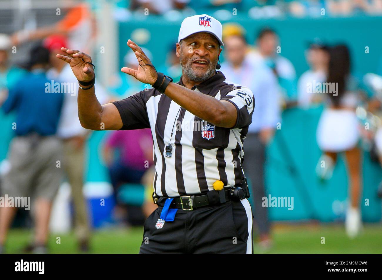 NFL referee Jerome Boger gestures on the field during an NFL football ...