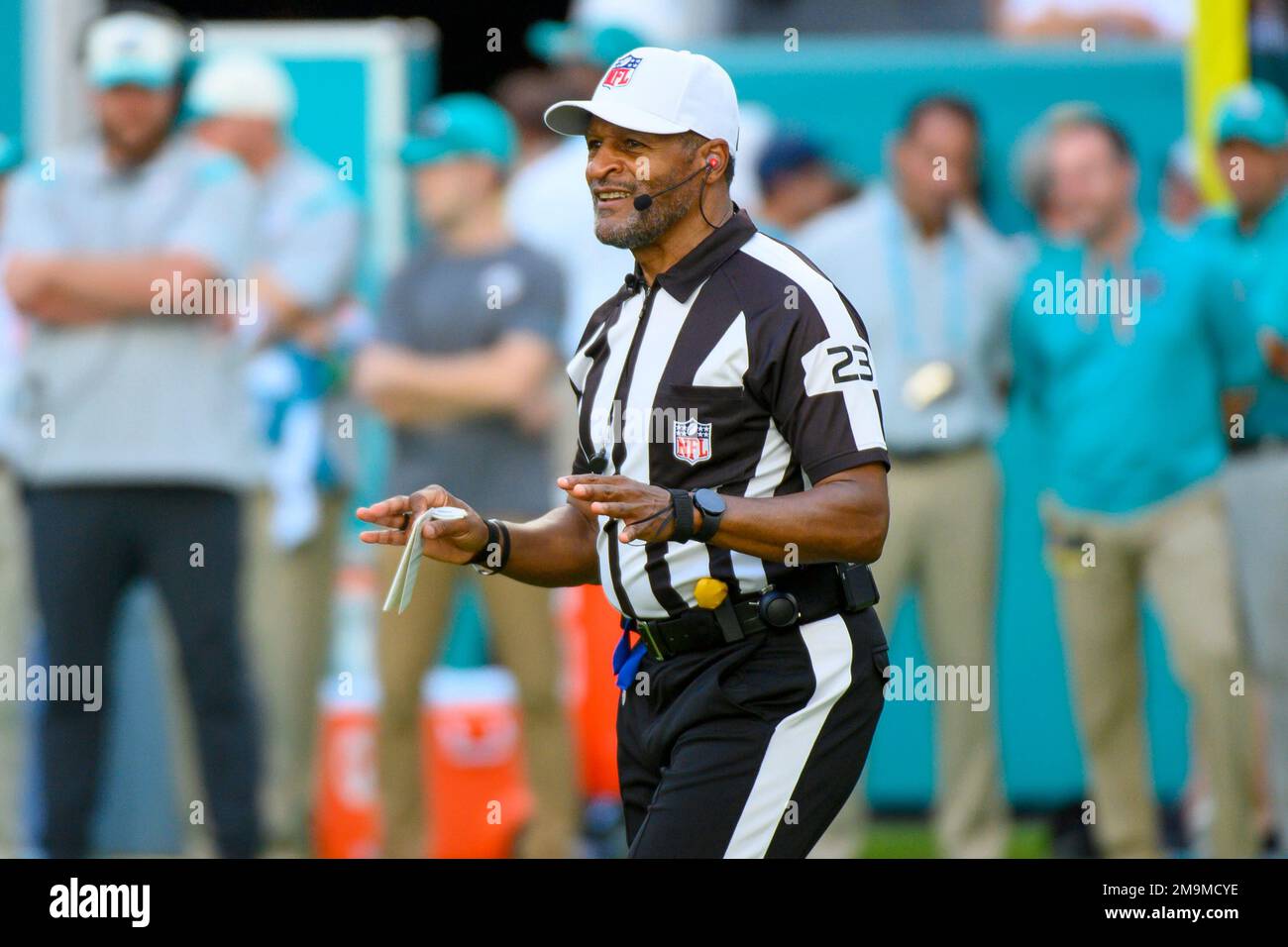 NFL referee Jerome Boger gestures on the field during an NFL football ...