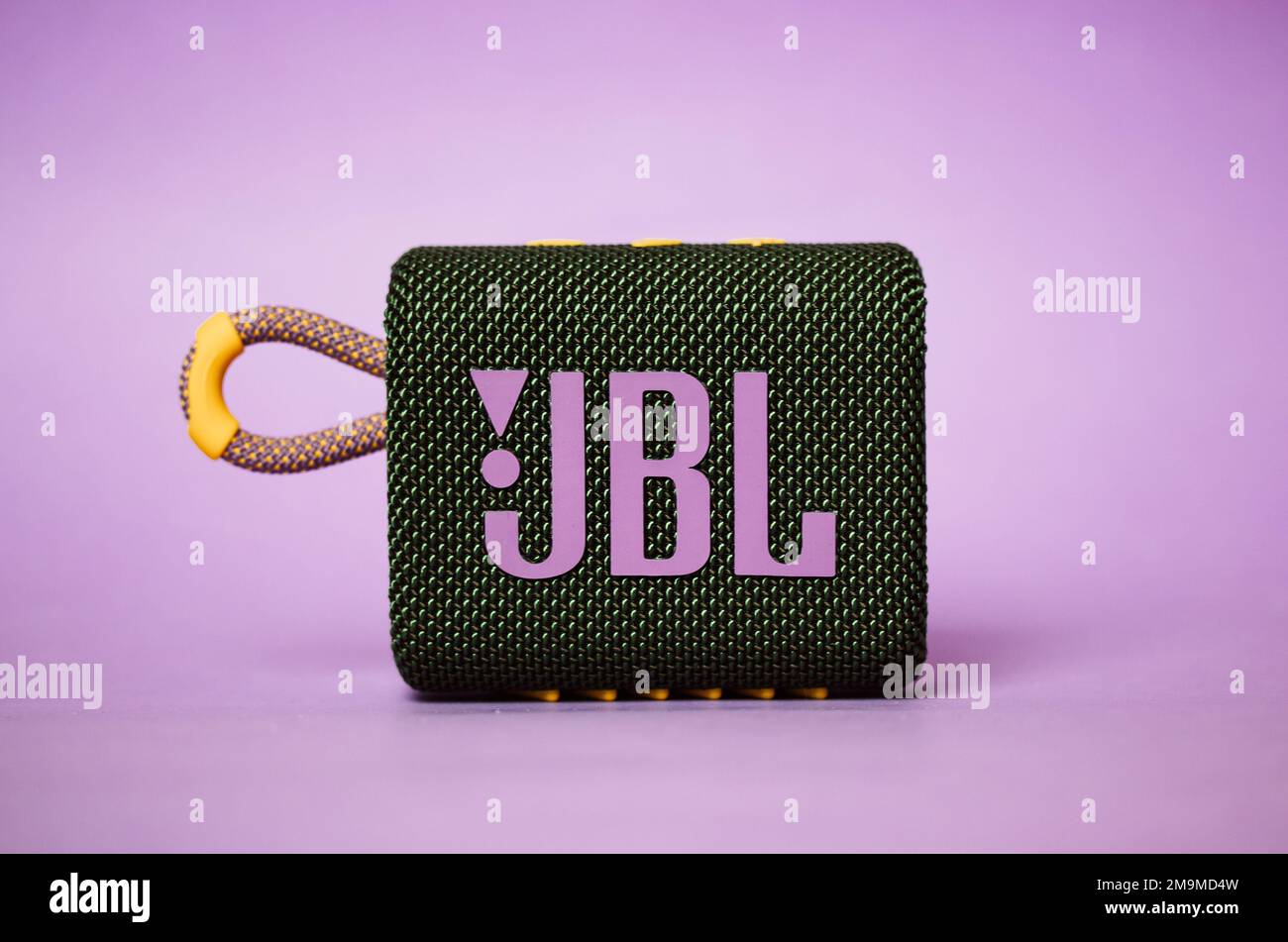 Kyiv, Ukraine. March 3, 2020. JBL GO 3 acoustic music speaker ...