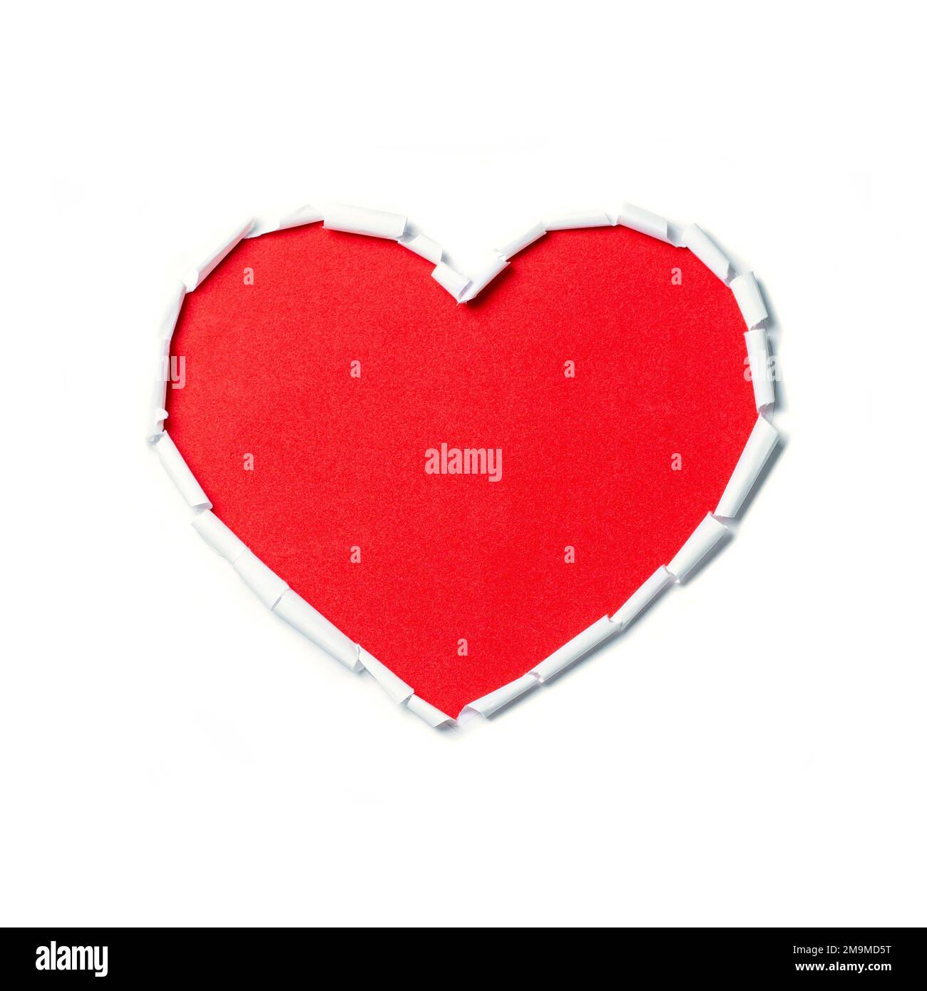 Red heart torn on white paper. Postcard for St. Valentine's Day Stock ...