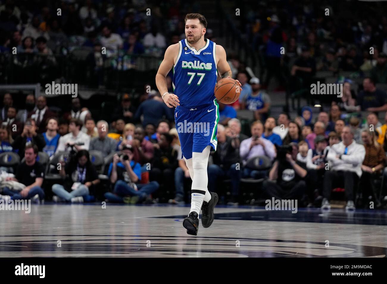 Dallas Mavericks guard Luka Doncic handles the ball during an NBA ...