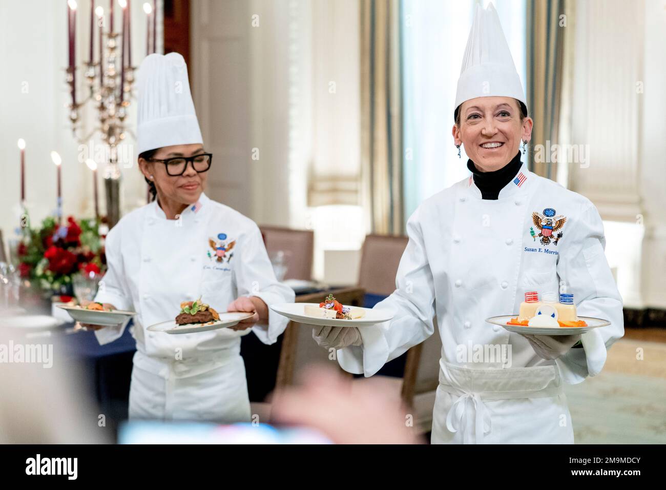 White House executive chef Cris Comerford, left, and White House ...