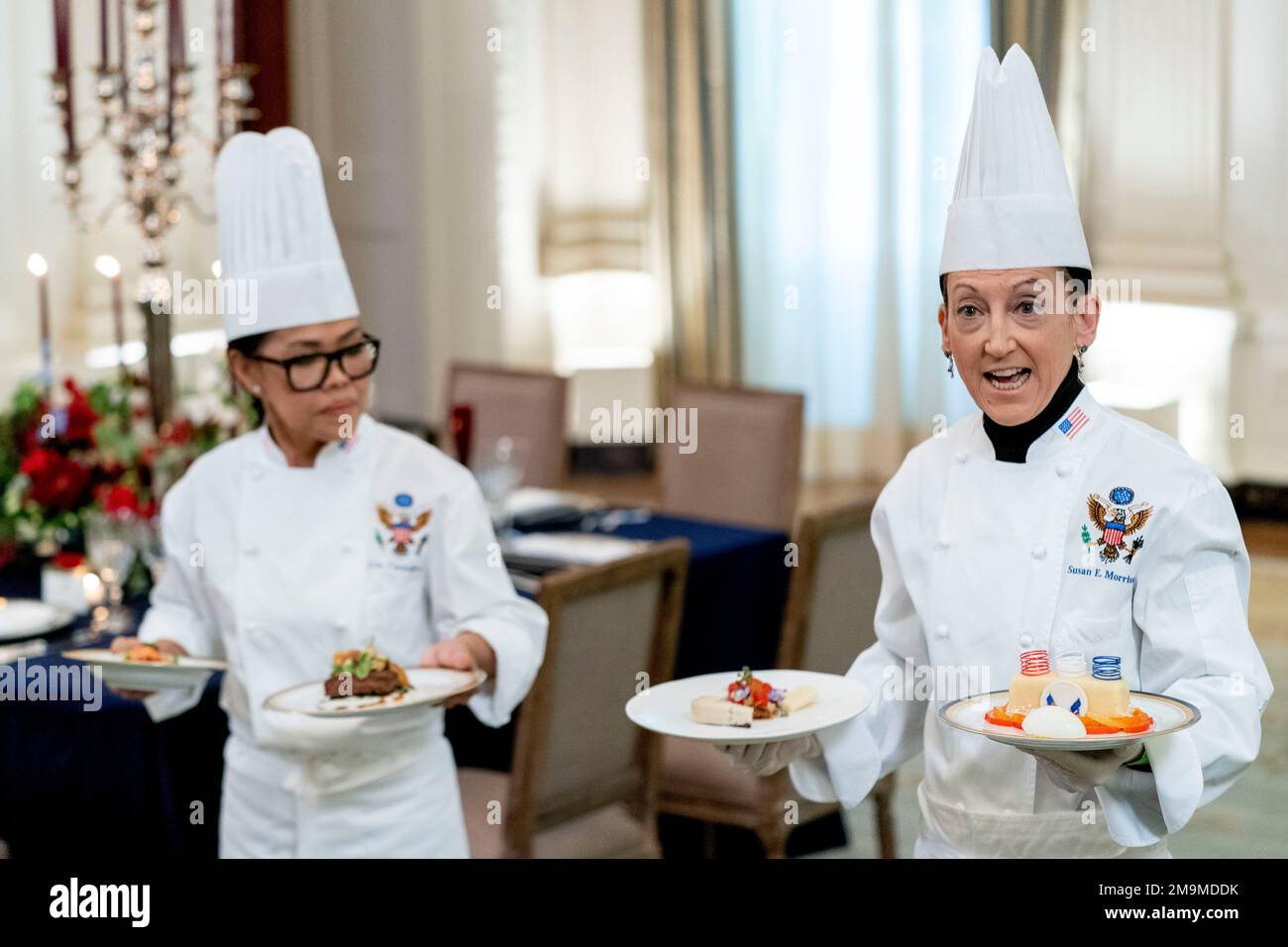 White House executive chef Cris Comerford, left, and White House ...
