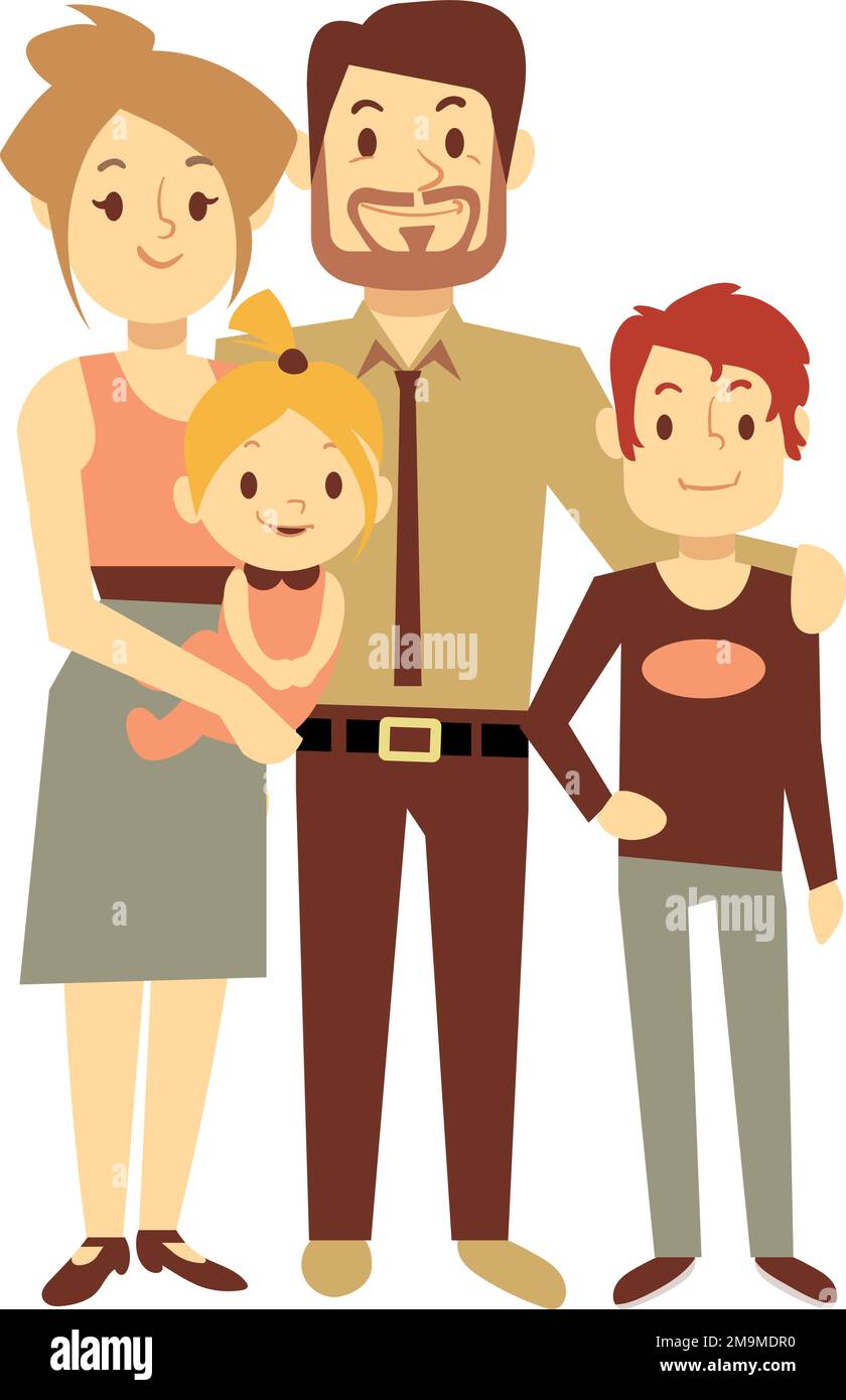 Happy parents with little kids standing together Stock Vector Image ...