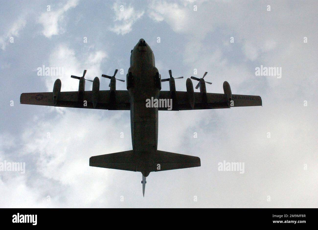 A US Marine Corps (USMC) KC-130 Hercules comes in for a landing after a ...