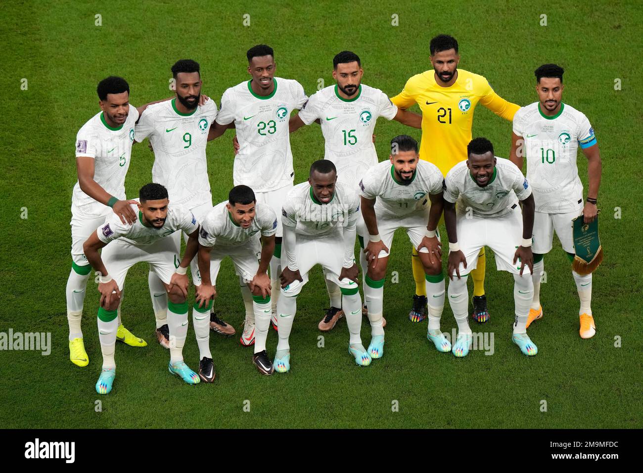 Team Saudi Arabia poses for a team photo before the World Cup group C ...
