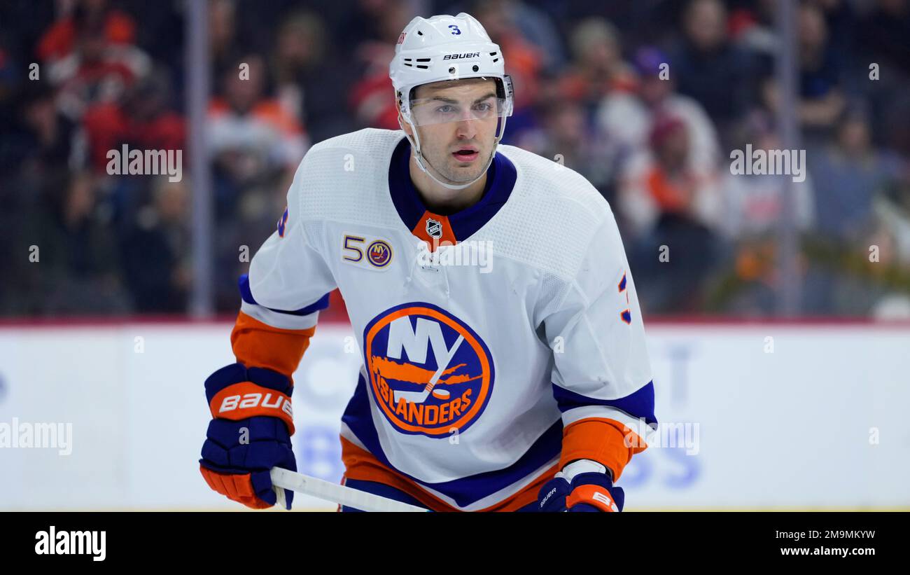 New York Islanders' Adam Pelech plays during an NHL hockey game ...