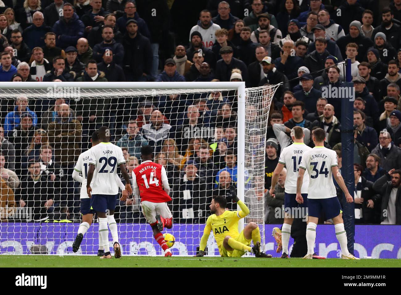 Hugo Lloris of Tottenham Hotspur scores an own goal to put Arsenal ...