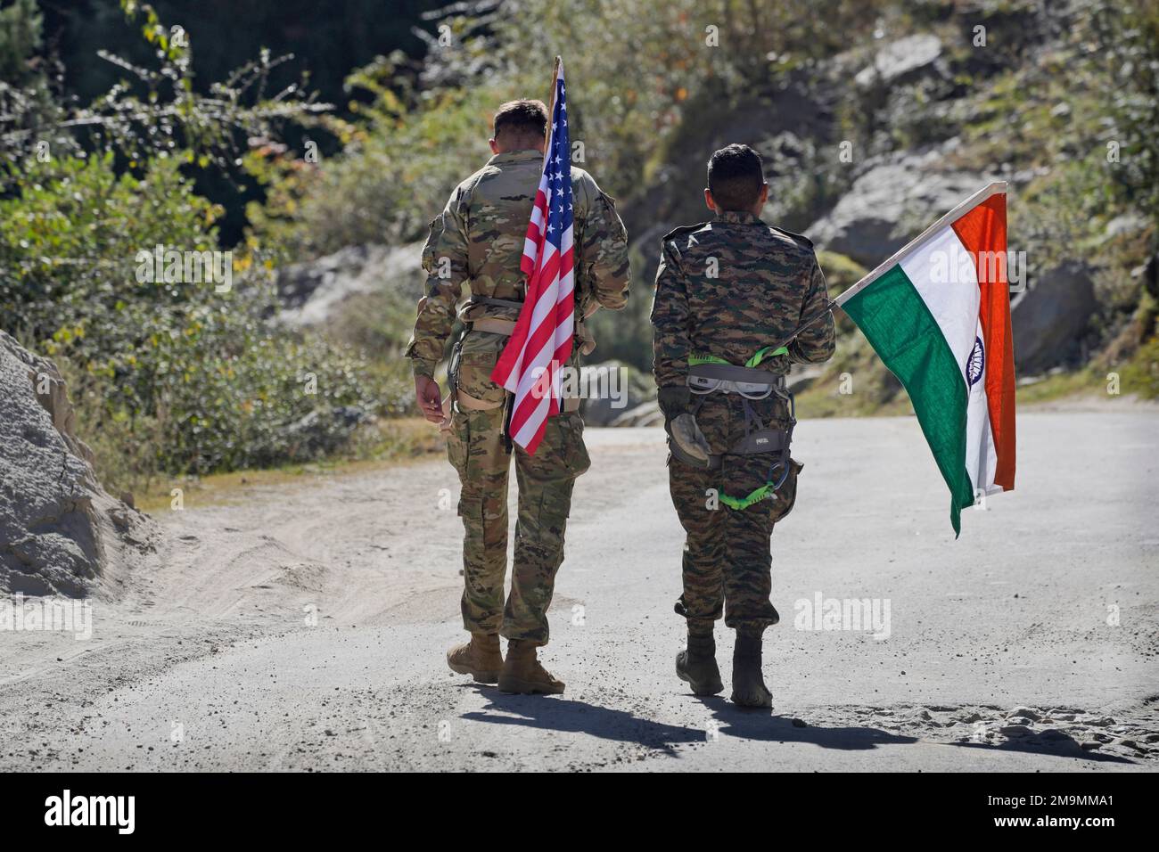 A US army soldier of 2nd Brigade of the 11th Airborne Division with an ...