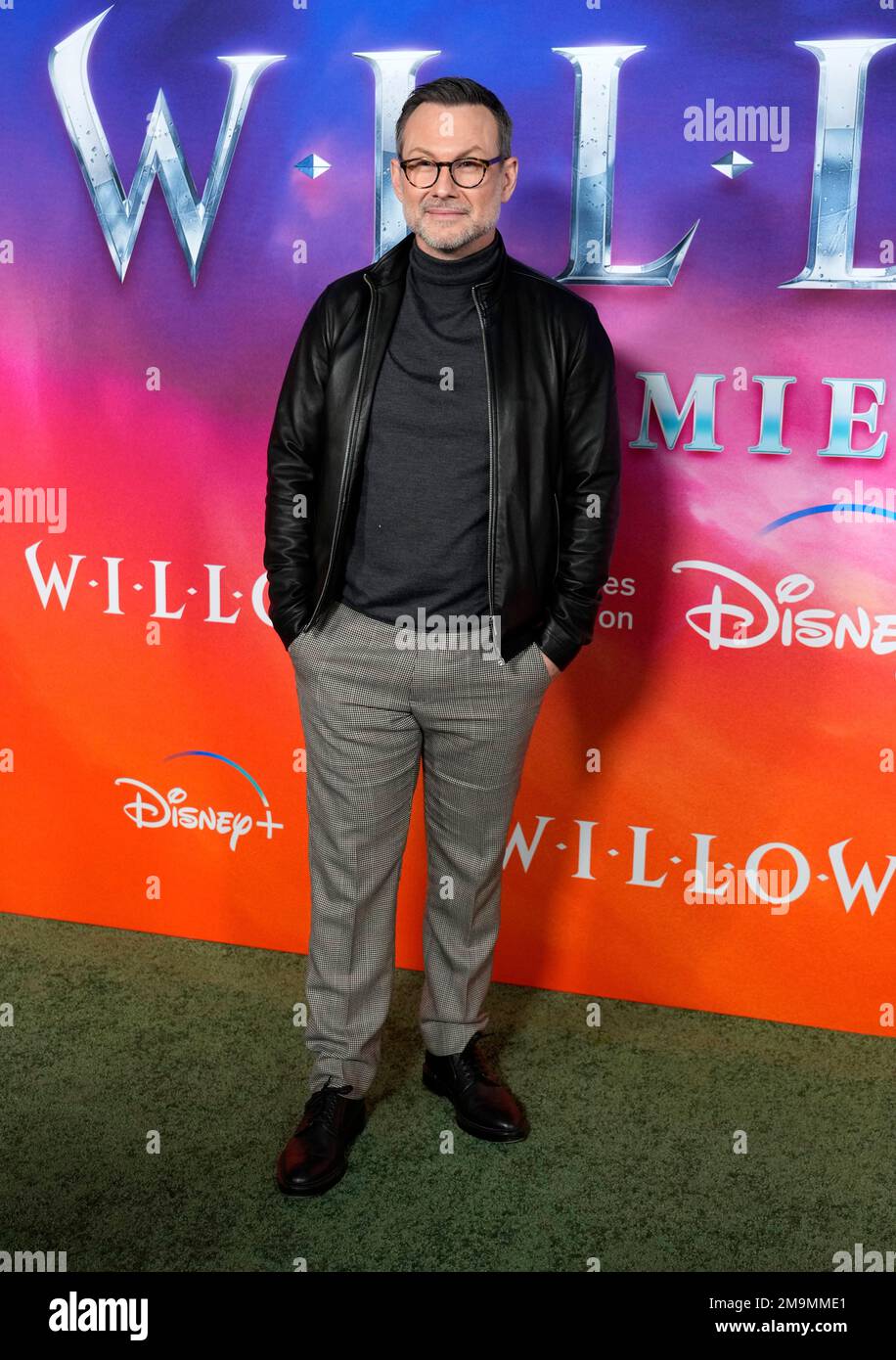 Christian Slater poses at the premiere of the Disney+ series "Willow ...