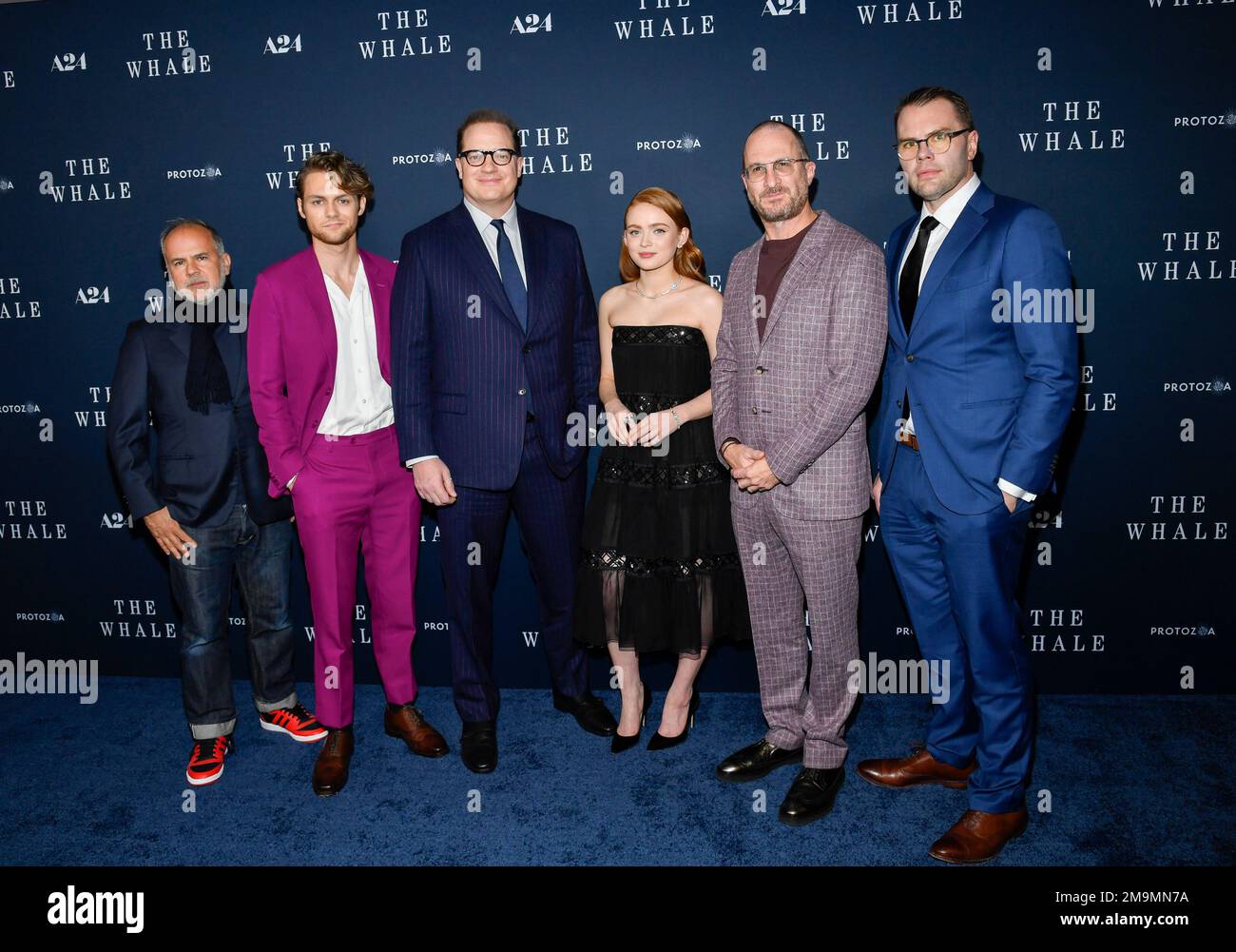 Jeremy Dawson, left, Ty Simpkins, Brendan Fraser, Sadie Sink, Darren ...