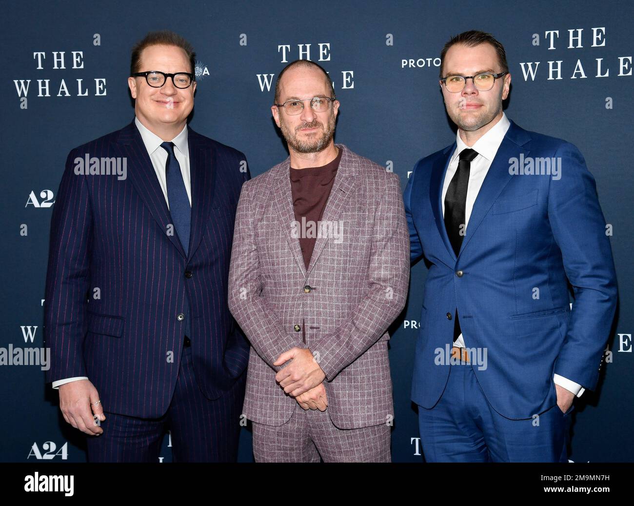 Brendan Fraser, left, Darren Aronofsky and Sam Hunter attend the ...