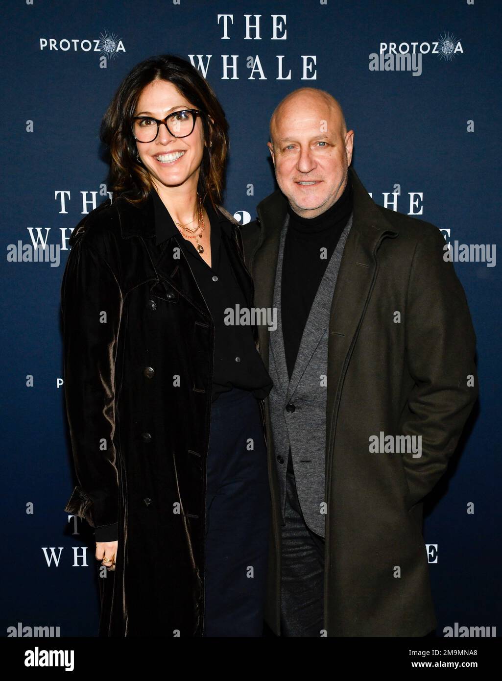 Tom Colicchio, right, and wife Lori Silverbush attend the premiere of ...