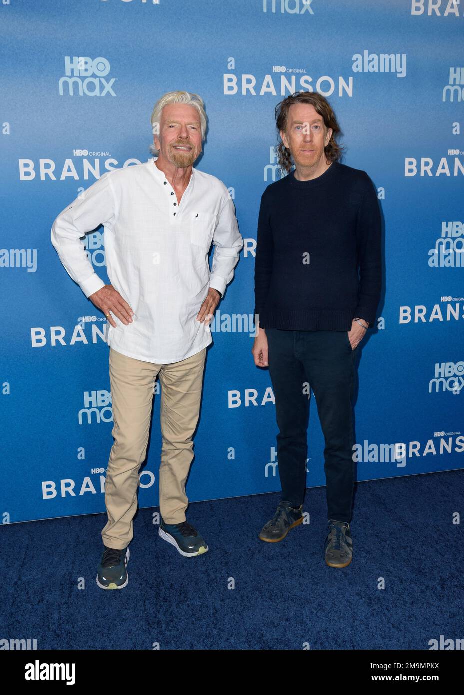 Sir Richard Branson, left, and Chris Smith attend the HBO docuseries "Branson" premiere at the ...