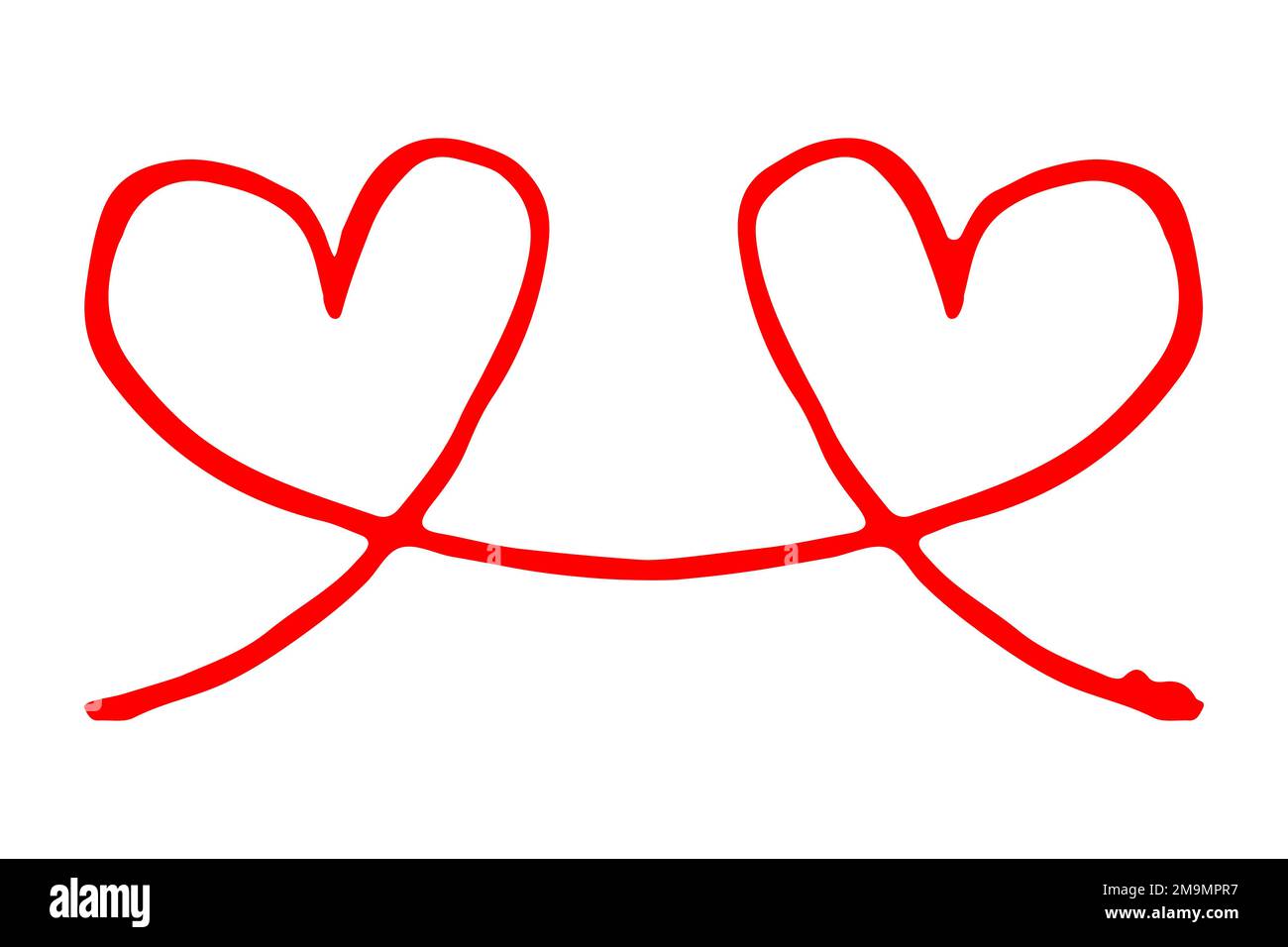 Connected Hearts hand drawn with thin line. Graphic design element for ...