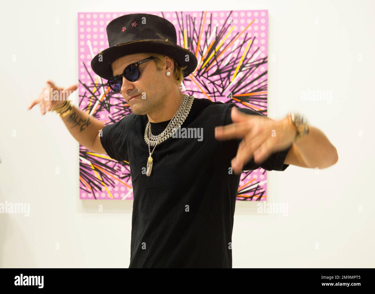 Artist Alec Monopoly attends Art Basel 2022 on Tuesday, Nov. 29, 2022 ...