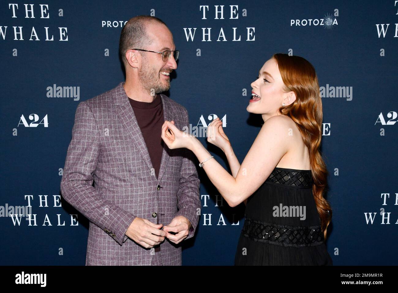 Director Darren Aronofsky, left, and actor Sadie Sink attend the ...