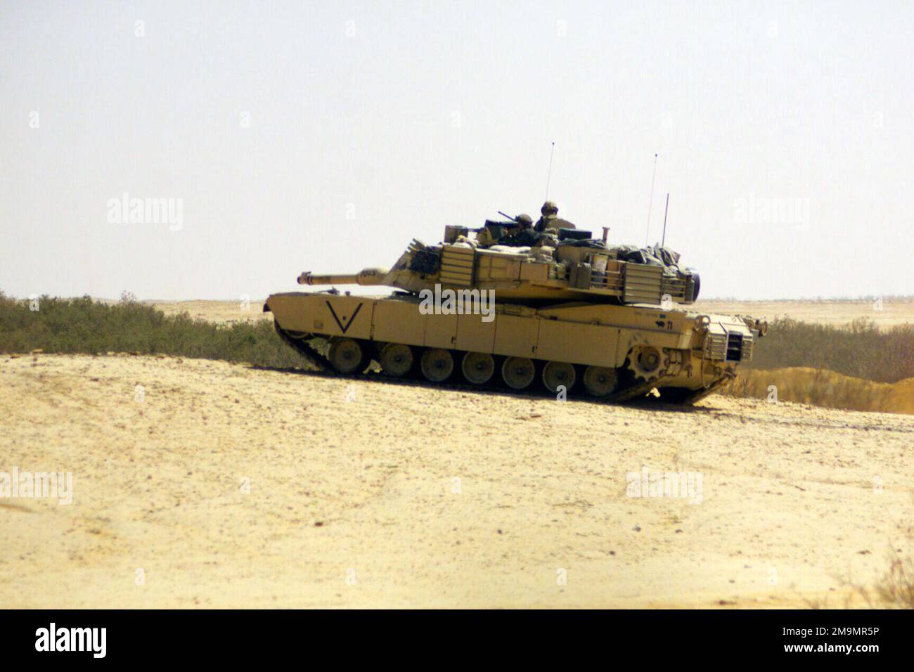US Marine Corps (USMC) personnel in an M1A1 Abrams Main Battle Tanks ...