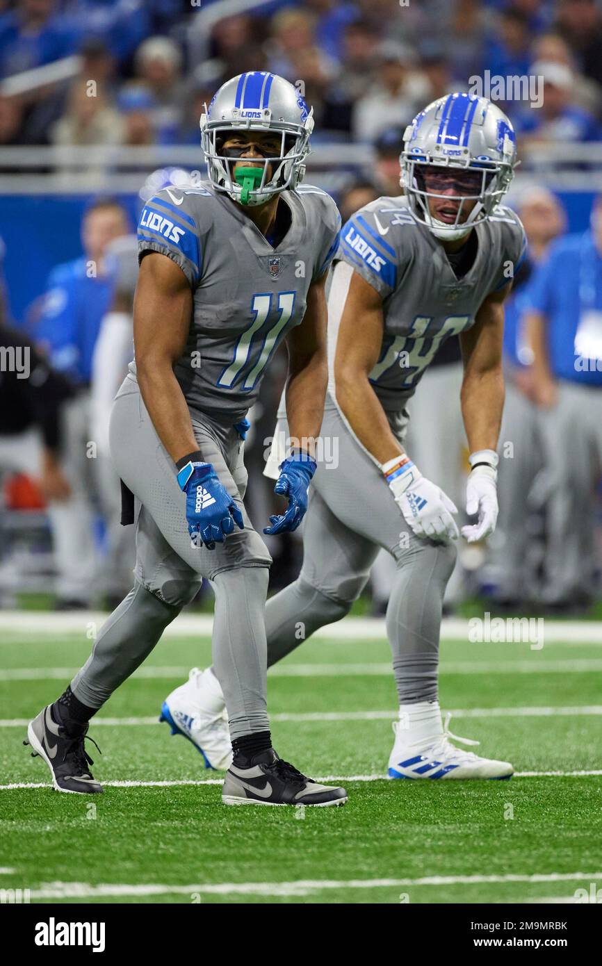 Detroit Lions wide receiver Kalif Raymond (11) and wide receiver Amon ...