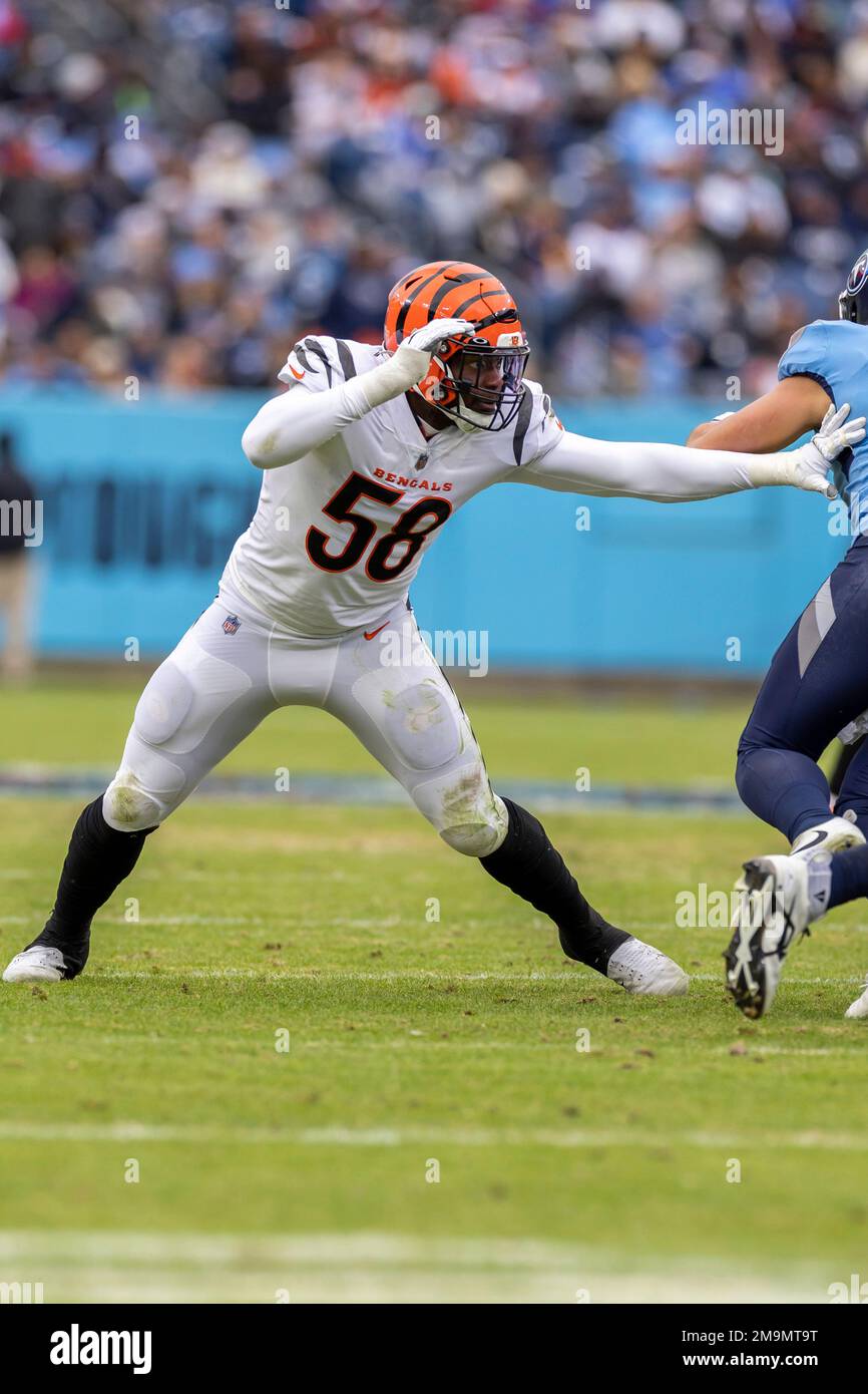 Cincinnati Bengals linebacker Joseph Ossai (58) against the Tennessee ...