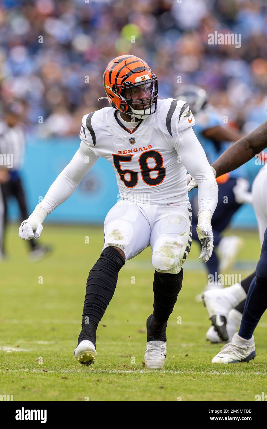 Cincinnati Bengals linebacker Joseph Ossai (58) against the Tennessee ...