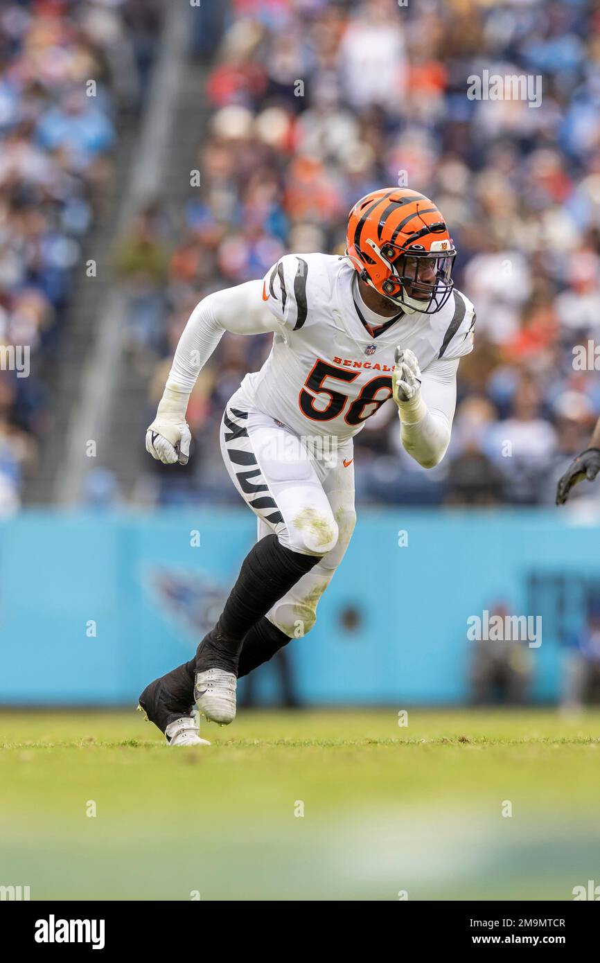 Cincinnati Bengals linebacker Joseph Ossai (58) against the Tennessee ...