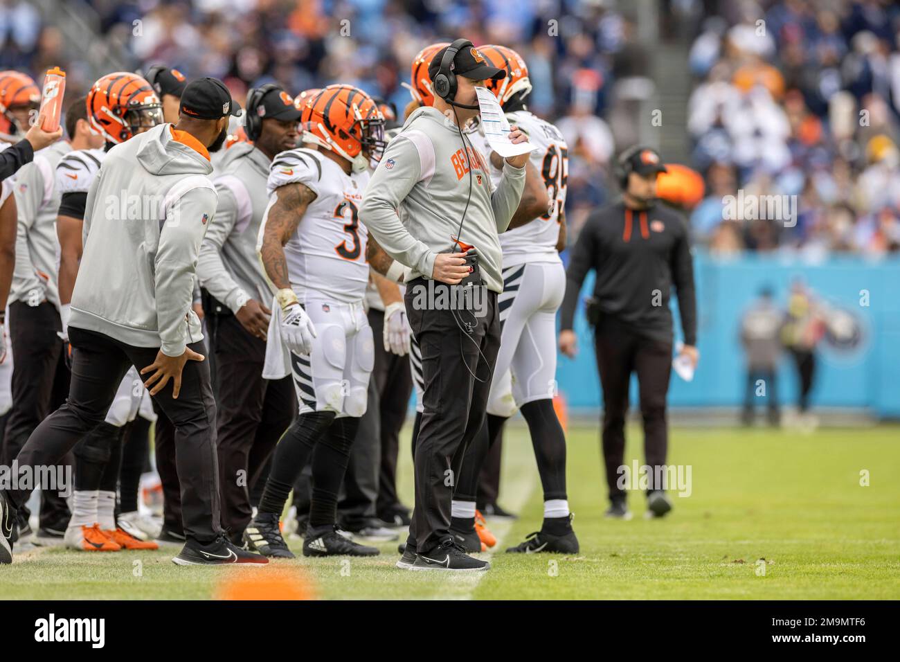 Cincinnati Bengals head coach Zac Taylor coaches against the Tennessee ...
