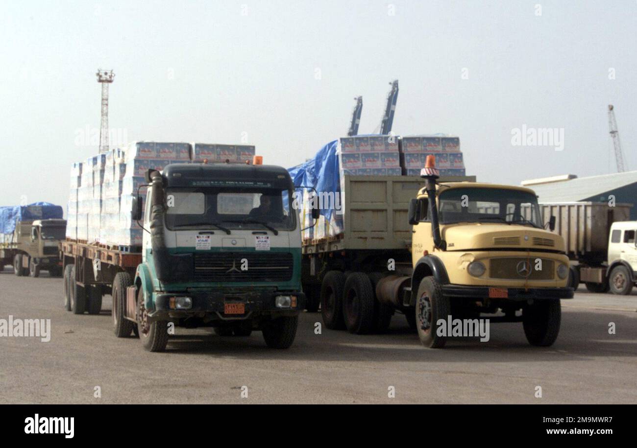 Trucks loaded with humanitarian assistance and relief supplies arrive ...