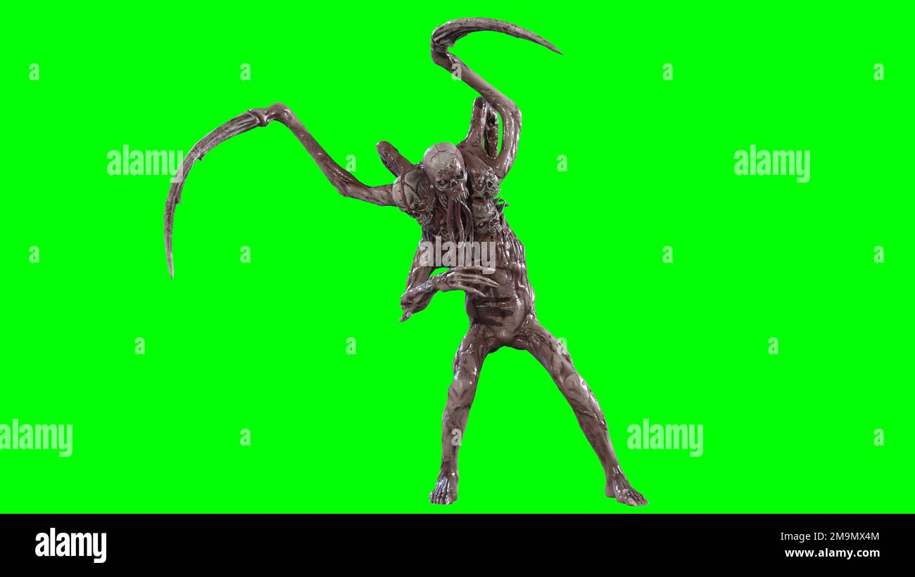 Mythical Mutant monster on chromakey background 3d render Stock Photo ...