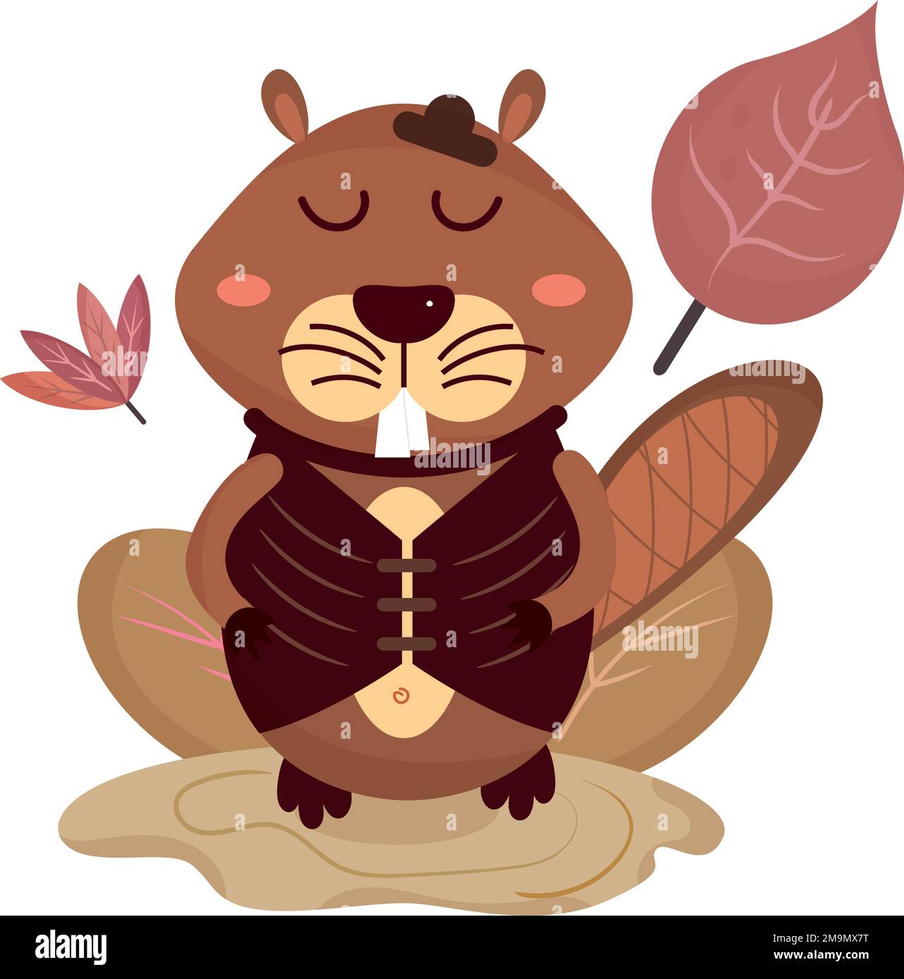Isolated cute beaver autumn animal Vector Stock Vector Image & Art - Alamy