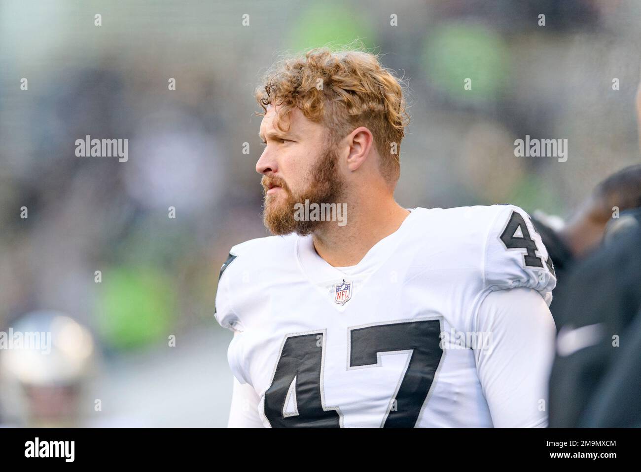 Las Vegas Raiders long snapper Trent Sieg stands on the sidelines ...