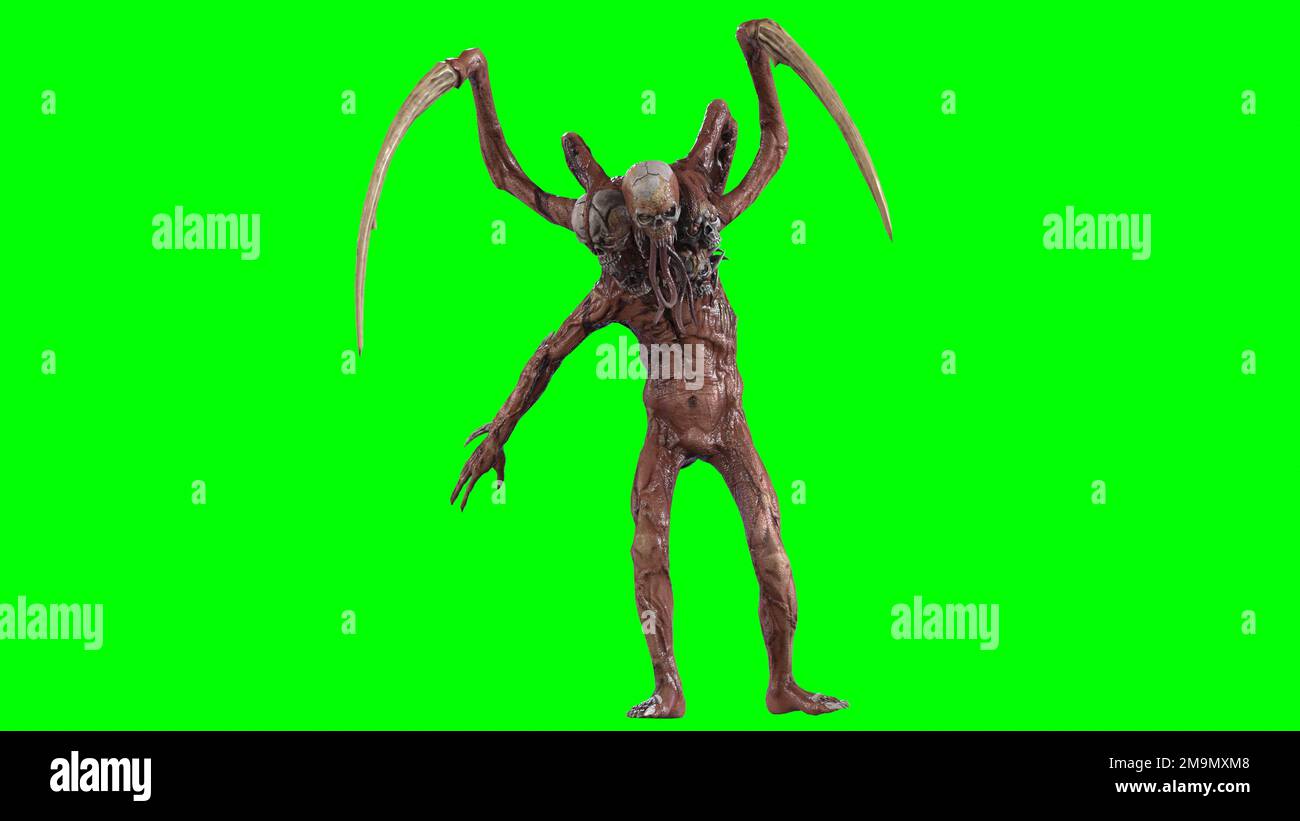 Mythical Mutant monster on chromakey background 3d render Stock Photo ...