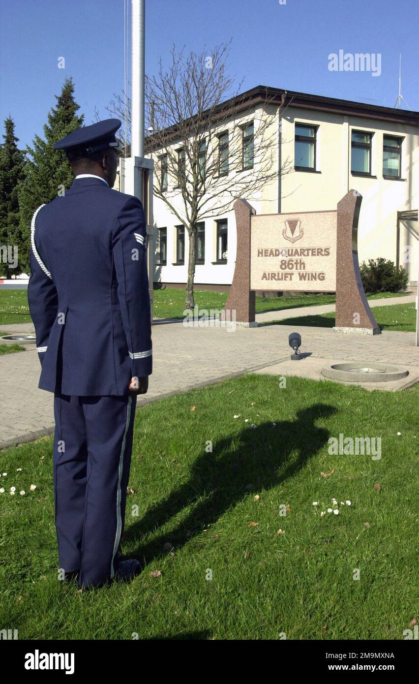 US Air Force (USAF) AIRMAN assigned to the Base Honor Guard Team ...
