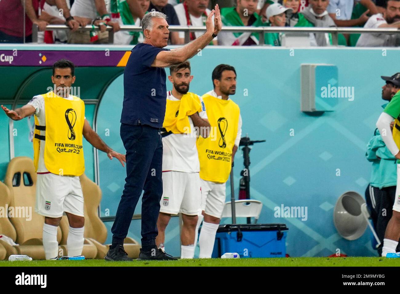 Iran's head coach Carlos Queiroz gestures during the World Cup group B ...