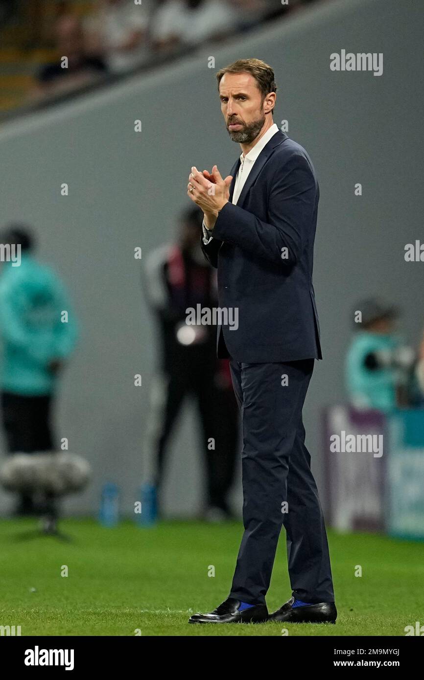 England's head coach Gareth Southgate reacts during the World Cup group ...