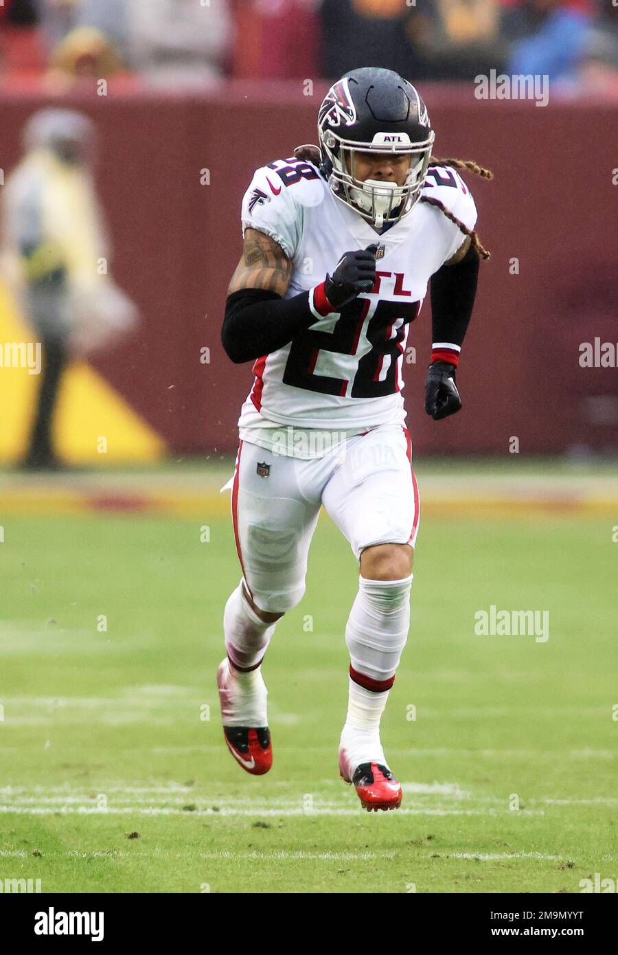 Atlanta Falcons cornerback Mike Ford (28) runs during an NFL football ...
