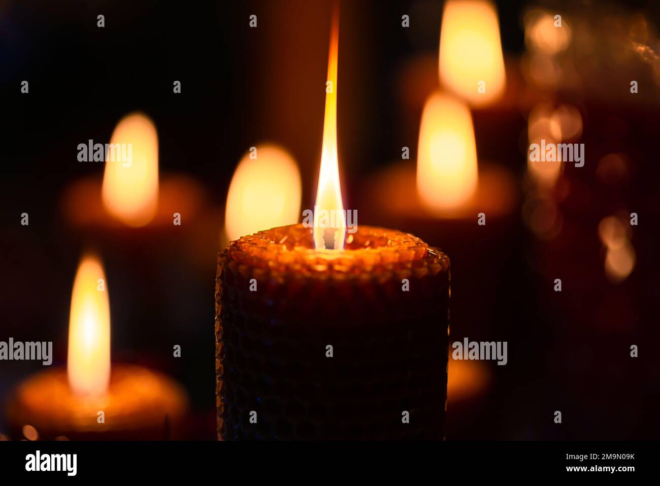 Burning wax candles hi-res stock photography and images - Alamy