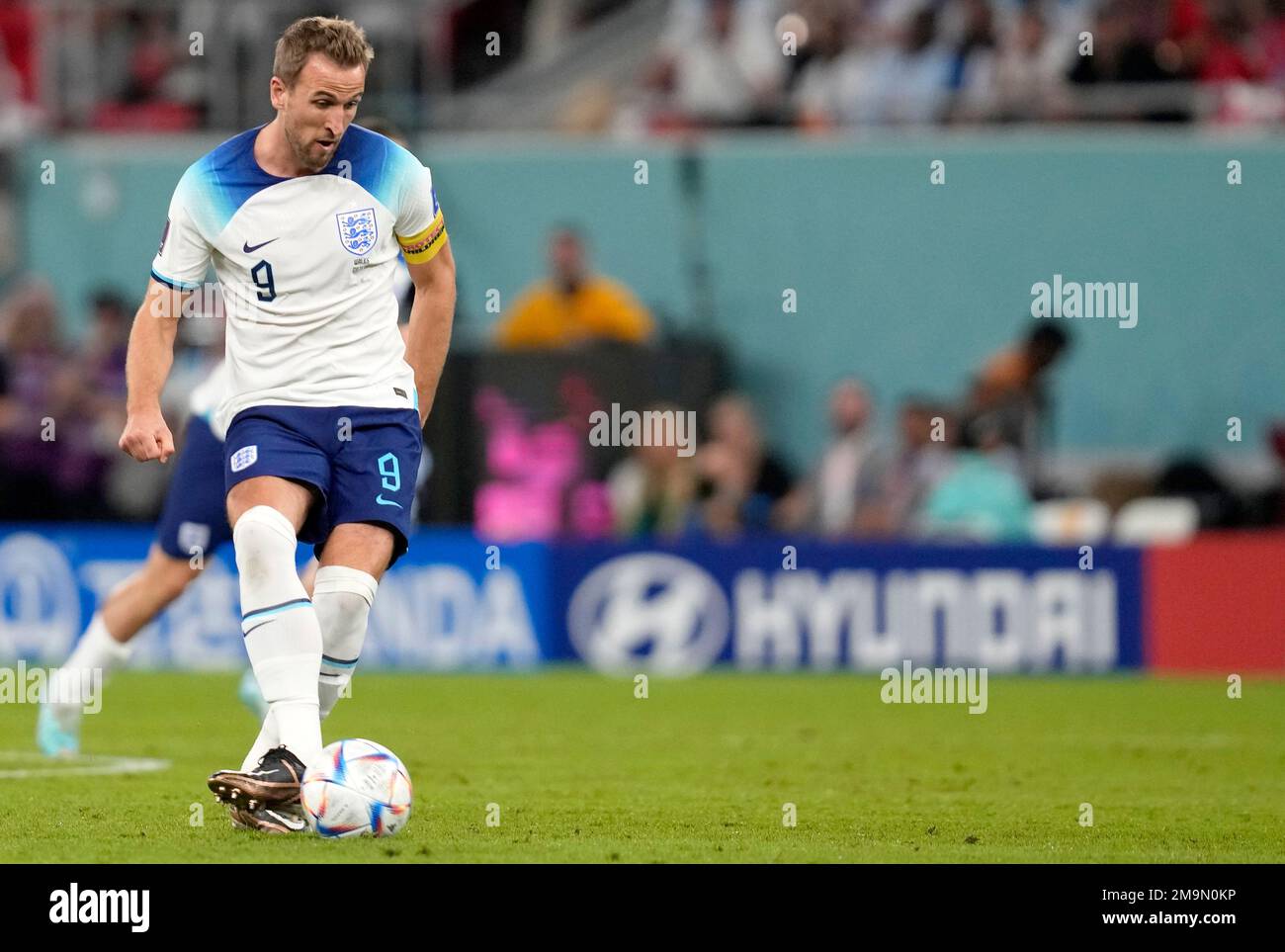 England's Harry Kane kicks the ball during the World Cup group B soccer ...
