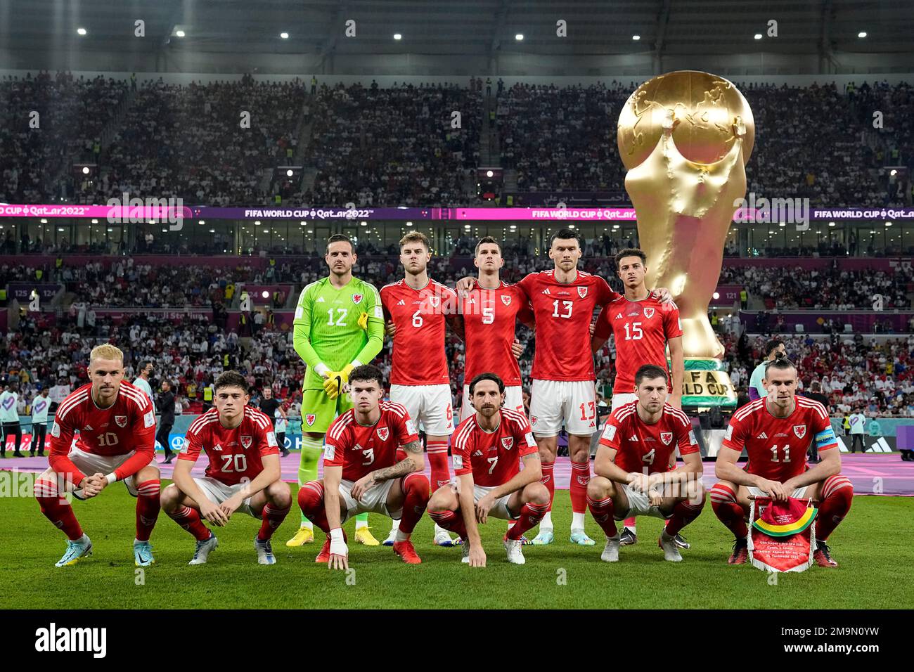 Wales' players pose for a team photo prior to the World Cup group B ...