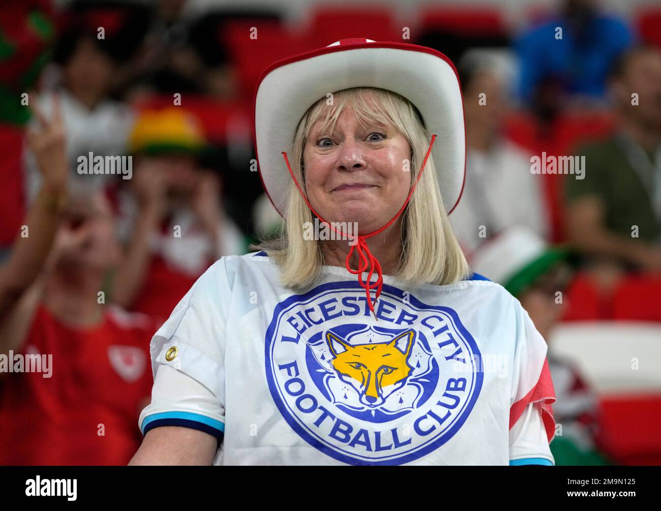 An England fan smiles at the stand prior the World Cup group B soccer ...