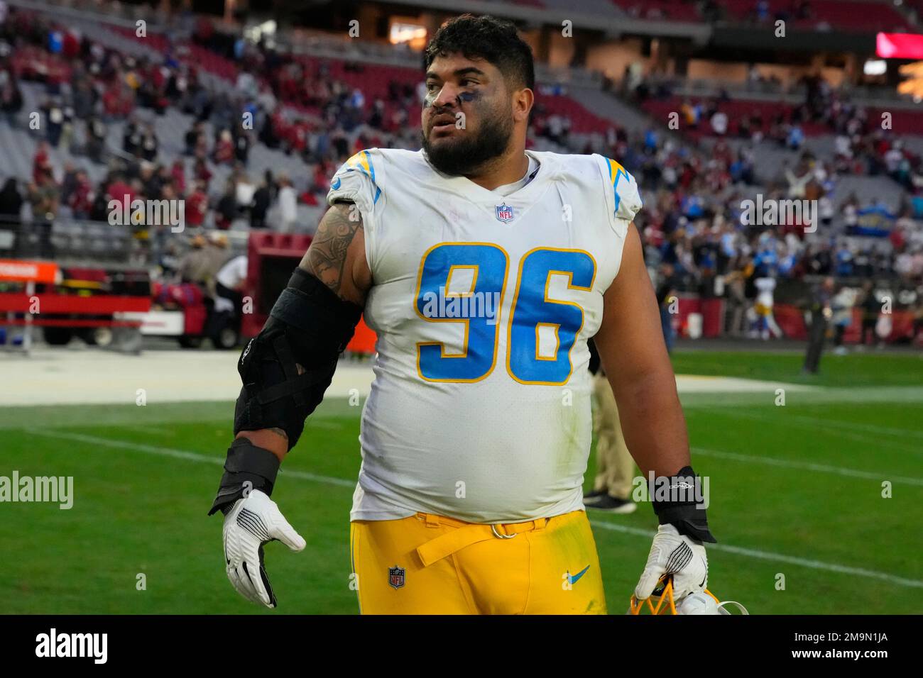 Los Angeles Chargers defensive tackle Breiden Fehoko (96) during the ...