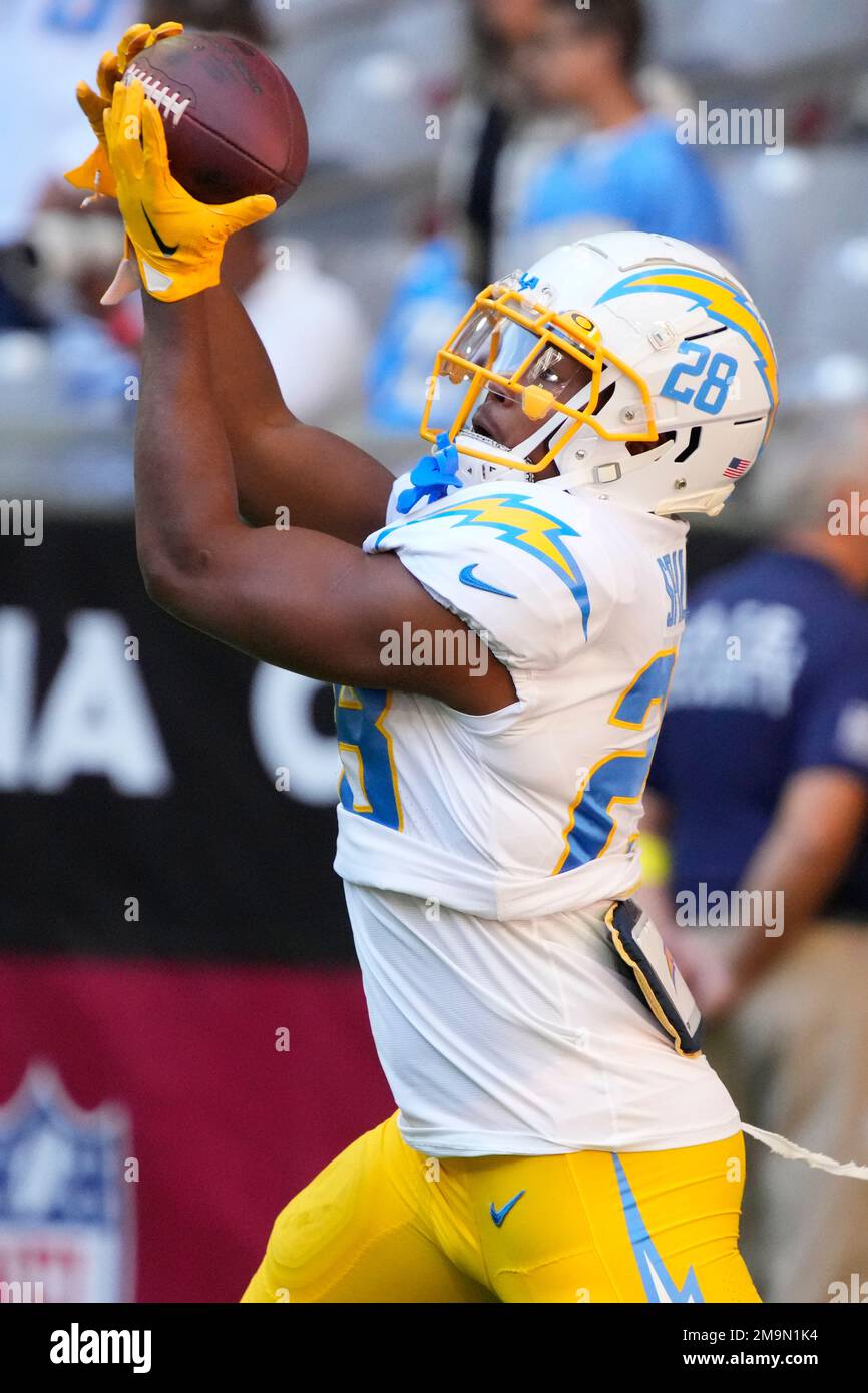 Los Angeles Chargers running back Isaiah Spiller (28) during the first ...