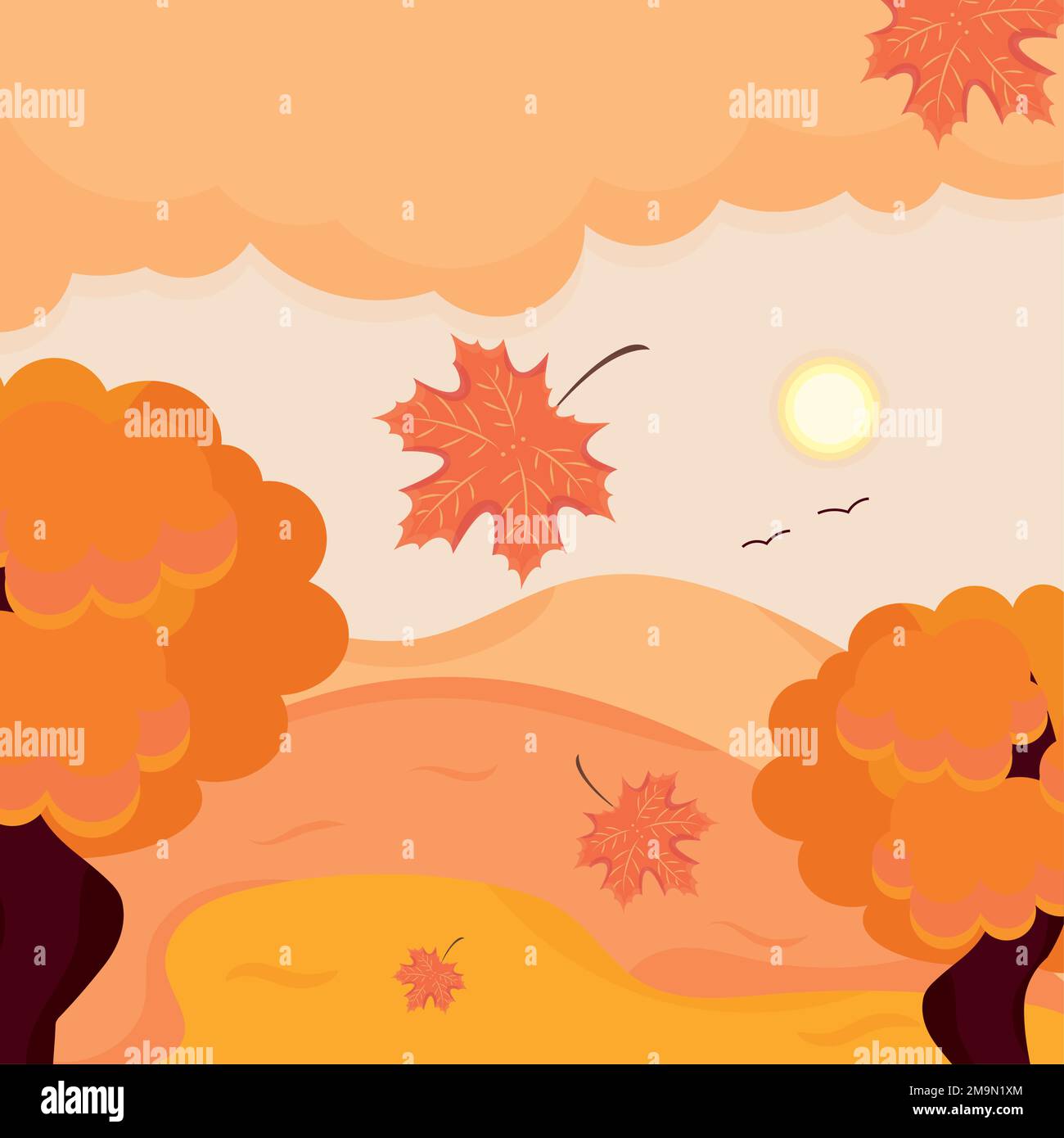 Colored autumn seasonal landscape view Vector Stock Vector Image & Art ...