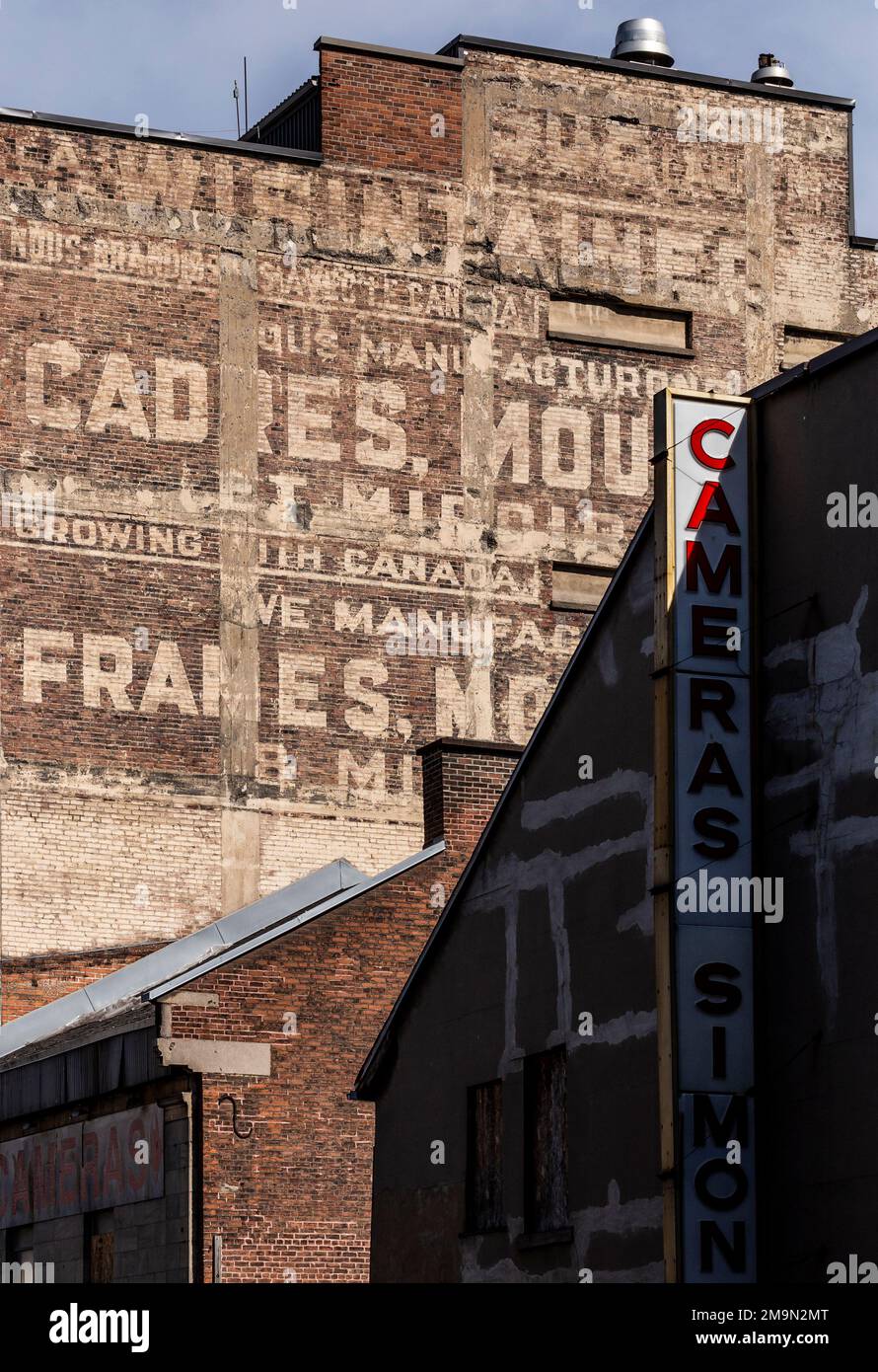 Old signage on downtown buildings in Montreal, Quebec, Canada Stock ...